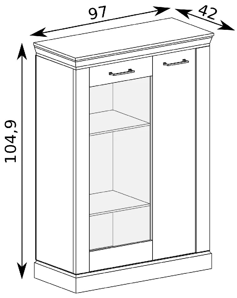 Antica K | vitrína A12 | 97 cm | kraft zlatý