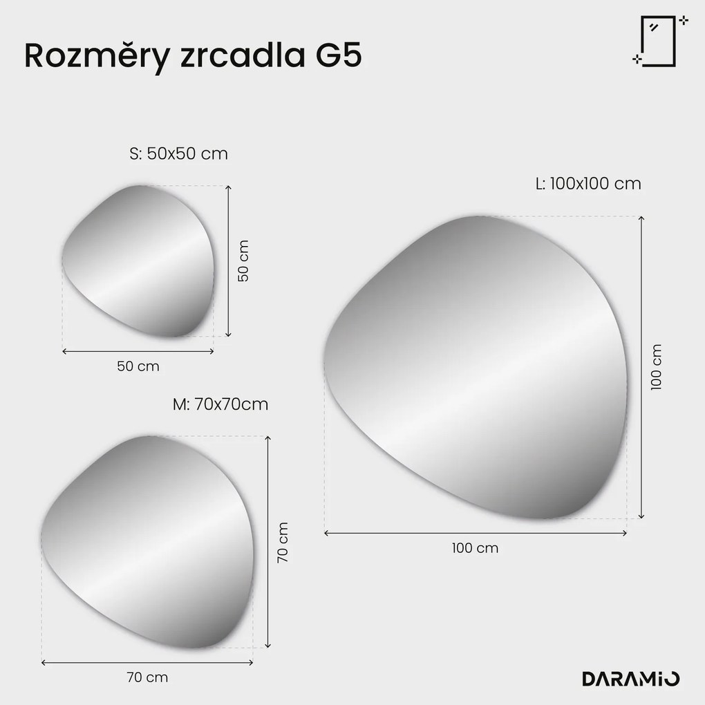Zrcadlo do koupelny ve tvaru oblázku s LED osvětlením G5
