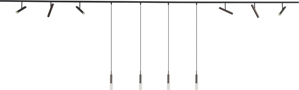 Moderní kolejnicový systém černý s 6 bodovými světly a 4 závěsnými světly tmavě bronzový 1-fázový - Slimline Avery Loyce
