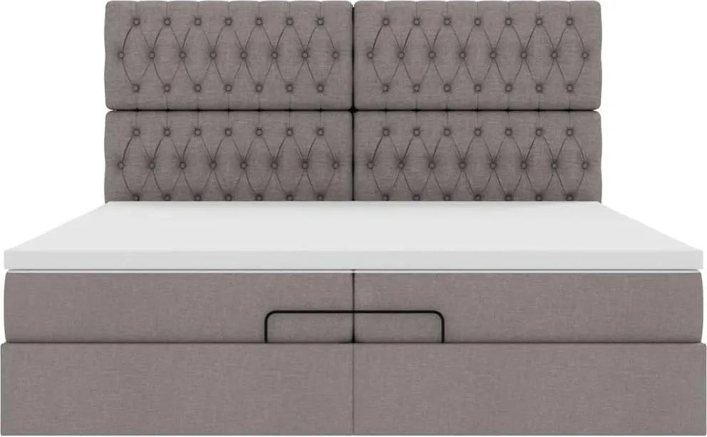Osmanský rám postele s matracíes taupe 200x200cm textil 3313269
