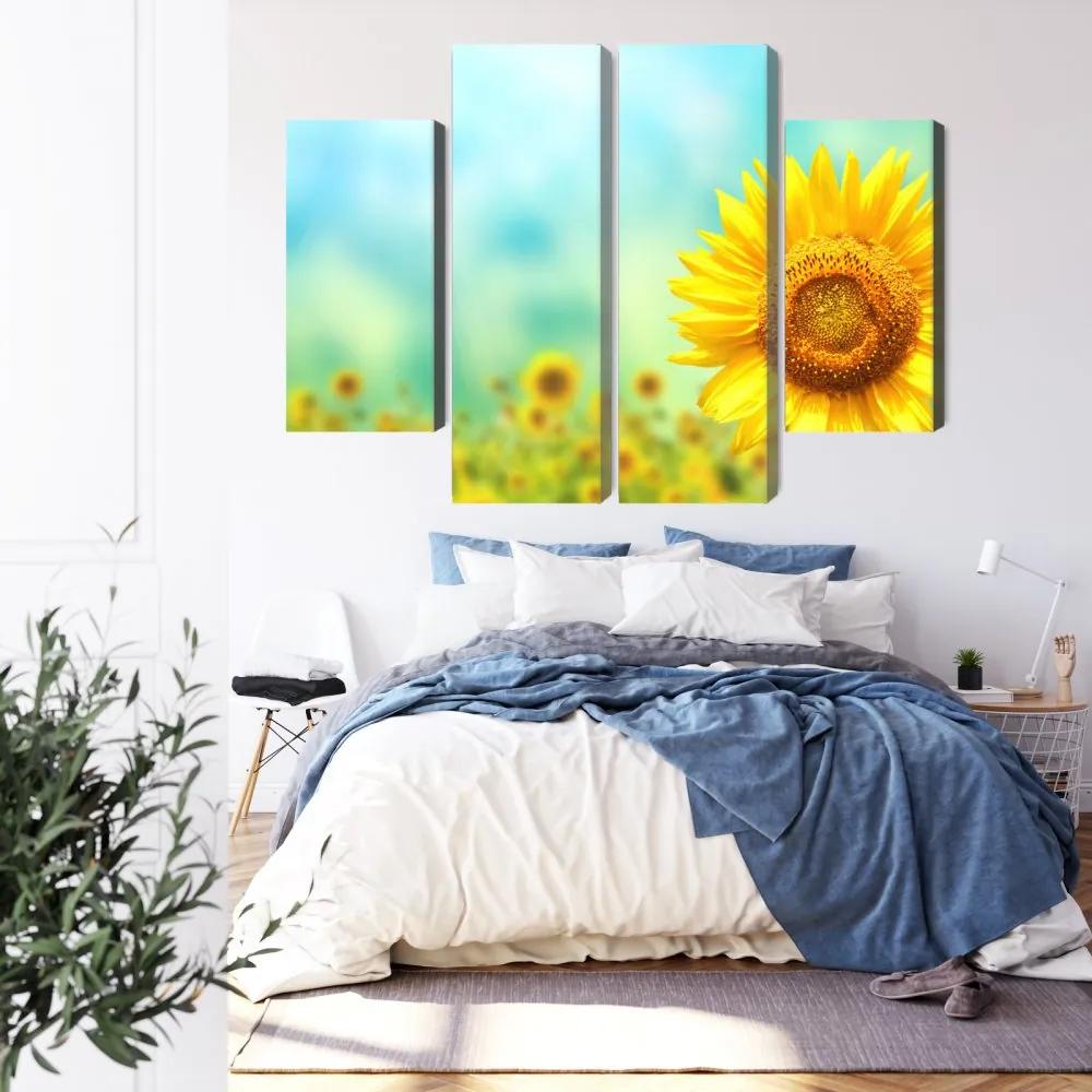 Vícedílný obraz Dekorativní 3D Květy Slunečnice Nedostatek Nedostatek Plátno Canvas 160x120