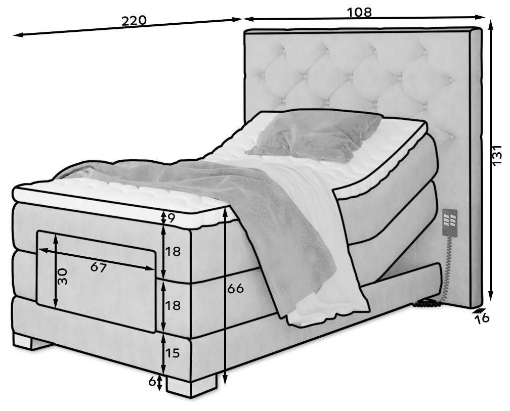 Boxspring Clover 90x200 Materiál / Dekor: Paros 05