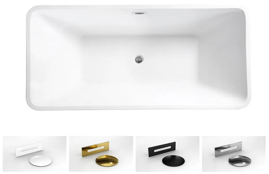 Besco Akrylátová volně stojící vana Evita BW 160x80 Barva: Bílá/černá, Rozměry (cm): 160x80, Typ a barva výpustě: Click-Clack s přepadem, bílá