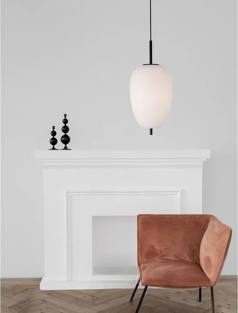 Bílé/černé skleněné závěsné svítidlo ø 27 cm Lato – Nova Luce
