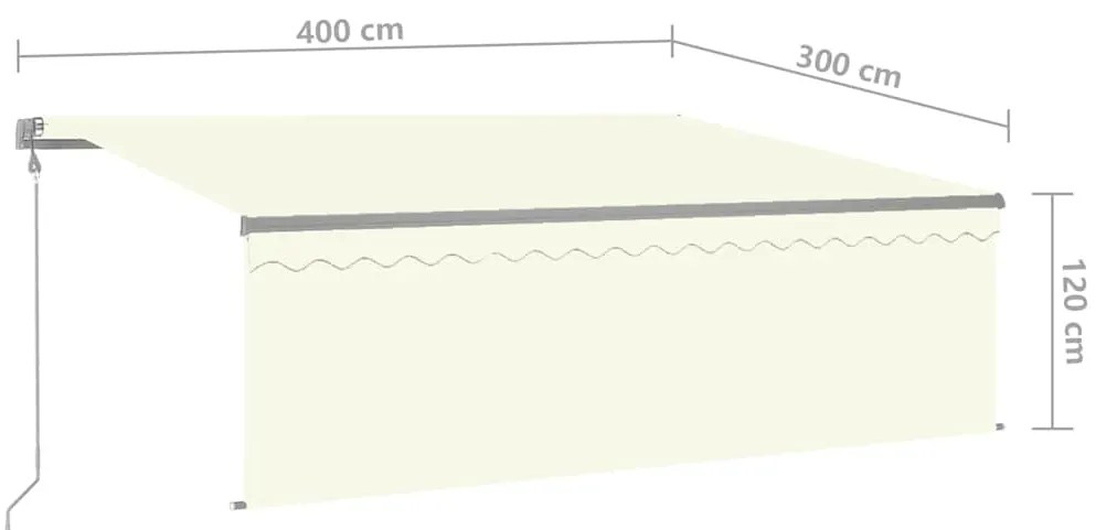 vidaXL Marketos Automatická markýza roleta LED a senzor větru 4 x 3 m krémová