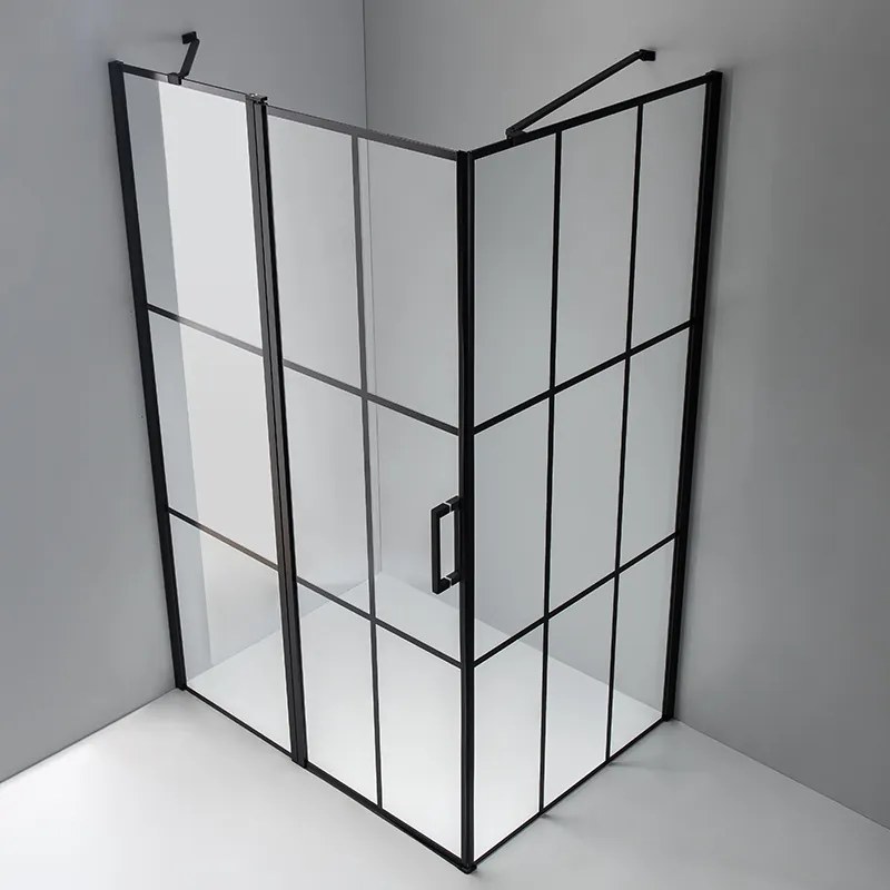 BPS-koupelny Obdélníkový sprchový kout HYD-OK02MB 100x90 černá/transparent