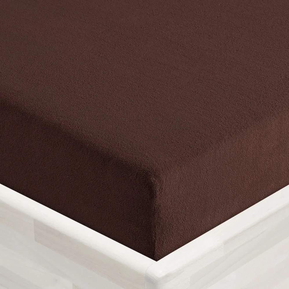 Froté napínací prostěradlo FR-026 Čokoládově hnědé 90 x 200 - výška 20 cm