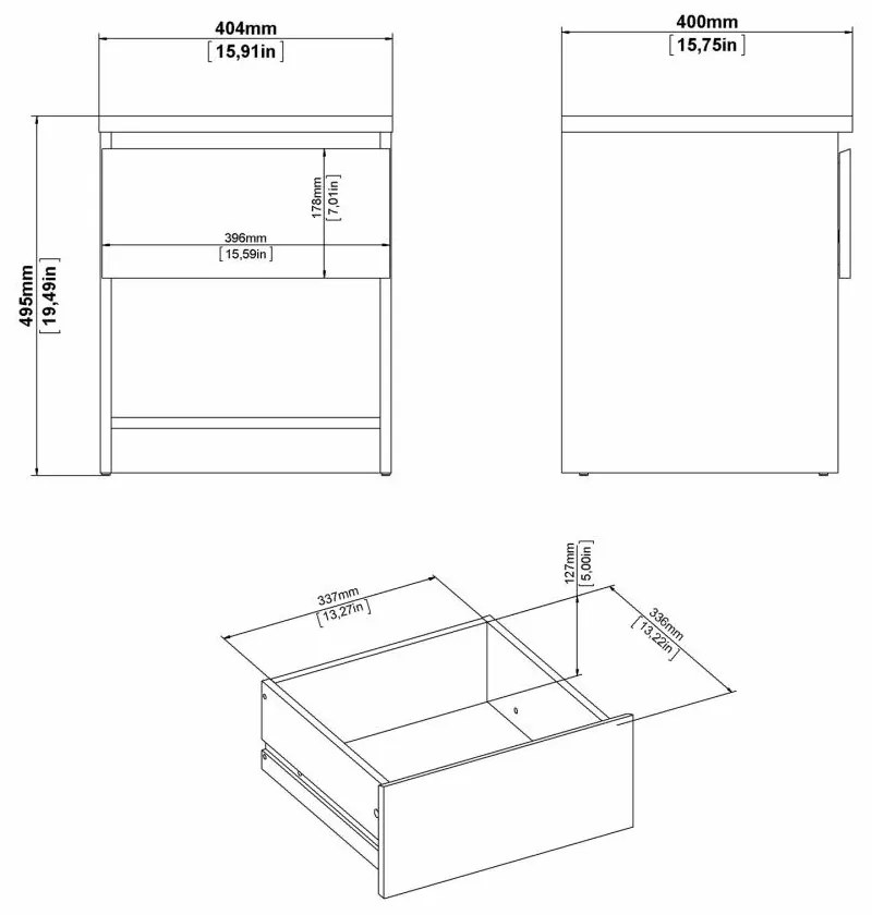 Tvilum Noční stolek Simplicity 238 beton/bílý lesk