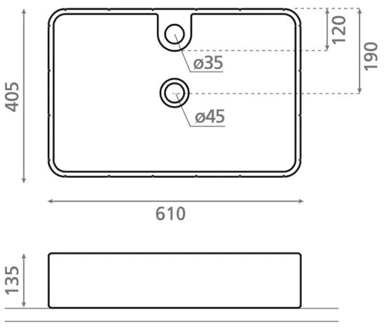 Bathco 4161 - Umyvadlo na desku CIRCUS 61x40,5 cm porcelán/béžová
