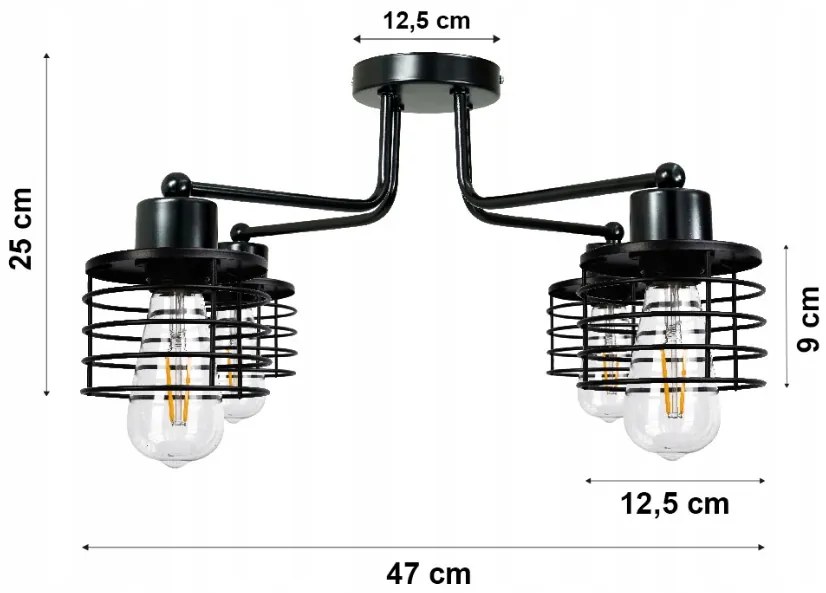 BERGE Závěsná lampa DRON 4xE27 - PRUŽINA