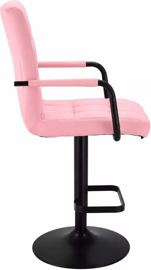 LuxuryForm DESIGN Barová židle VERONA BLACK na černé kulaté podstavě - růžová