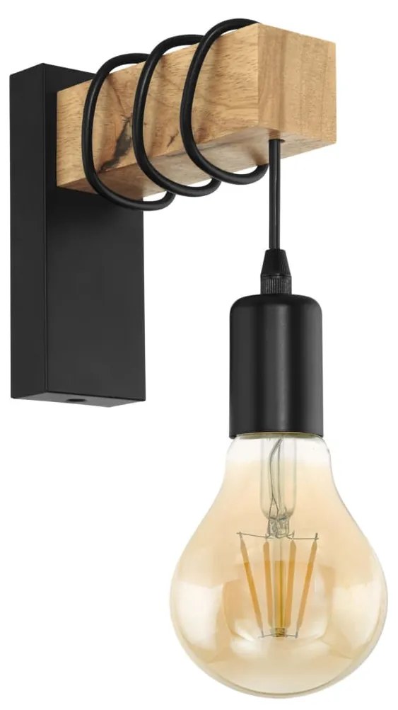 425510 EGLO Nástěnné LED světlo Townshend 1 lampa dřevěná černá a béžová