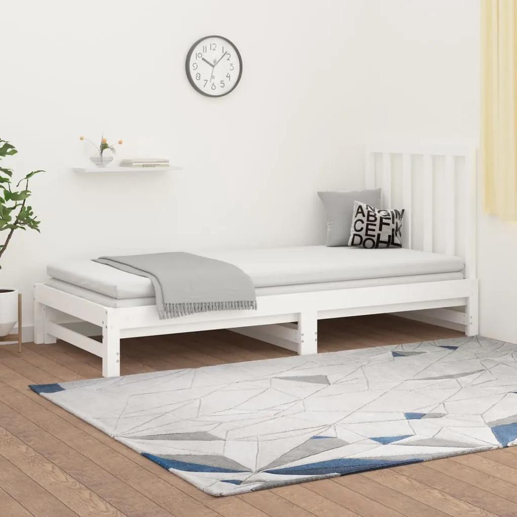 Výsuvná postel bílá 2x (90 x 190) cm masivní borovice,  3108328
