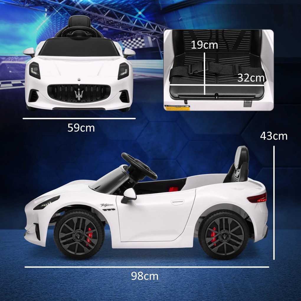 Dětské elektrické auto AIYAPLAY 3+ let Maserati Gran Turismo Folgore s 2 výkonnými motory, 12V baterie, rychlost 3-5 km/h, dálkové ovládání 2.4G, svě…
