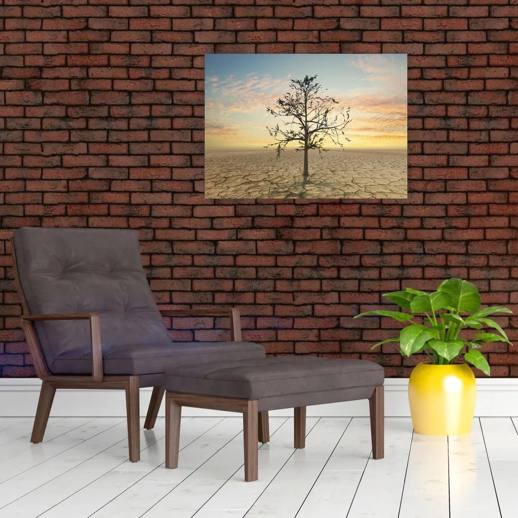 Skleněný obraz - Strom na poušti (70x50 cm)