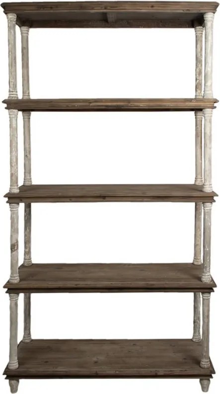 Bílo-hnědý antik dřevěný konzolový regál Bookrino - 110*40*210 cm