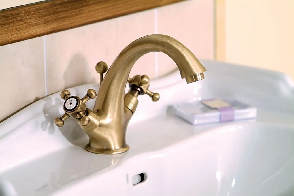 Reitano Rubinetteria Reitano Rubinetteria, ANTEA stojánková umyvadlová baterie vysoká s výpustí, výška 245mm, chrom/zlato, 3172L