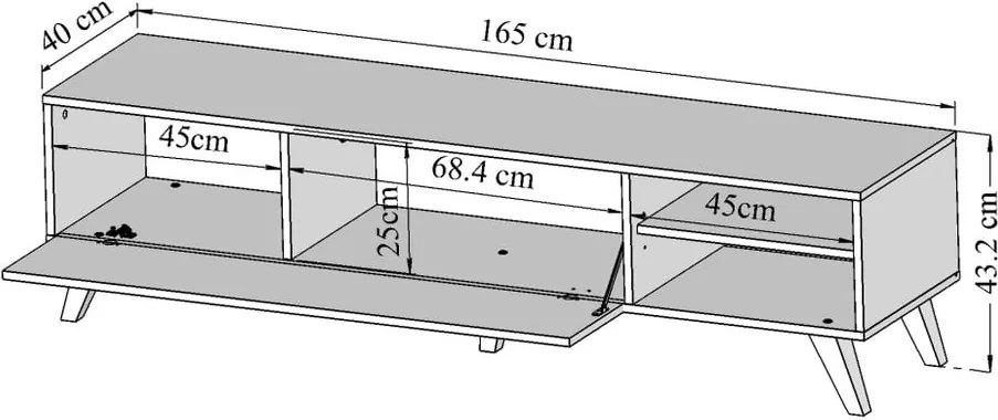 Bílý televizní stolek se světle hnědým korpusem TemaHome Prism