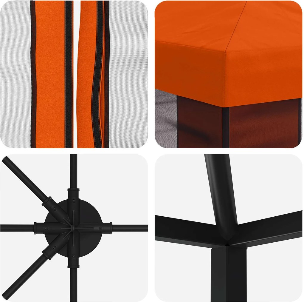 Zahradní altán se stěnami 6 x 3 m Oranžová Polyester a ocel 3376027
