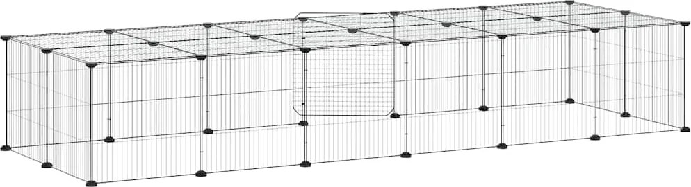 28panelová ohrádka pro zvířata s dvířky černá 210 x 70 x 35 cm ocel 3114059