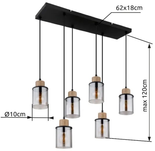 Globo 15707-6H - Lustr na lanku REID 6xE27/15W/230V