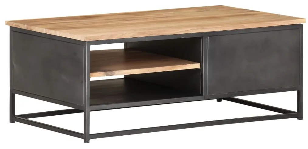 Konferenční stolek šedý 90 x 50 x 35 cm masivní akáciové dřevo - Default Title