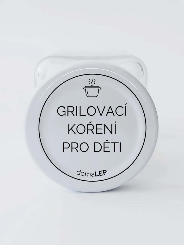 Samolepka na kořenky GRILOVACÍ KOŘENÍ PRO DĚTI průhledná 5 cm základní písmo