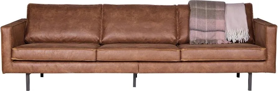 Hnědá pohovka z imitace kůže 277 cm Rodeo – WOOOD