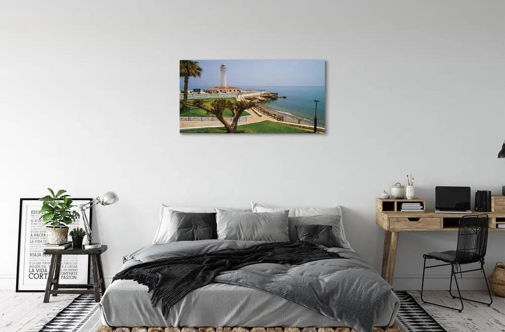 Obrazy na plátně Španělsko pobřeží maják 125x50 cm
