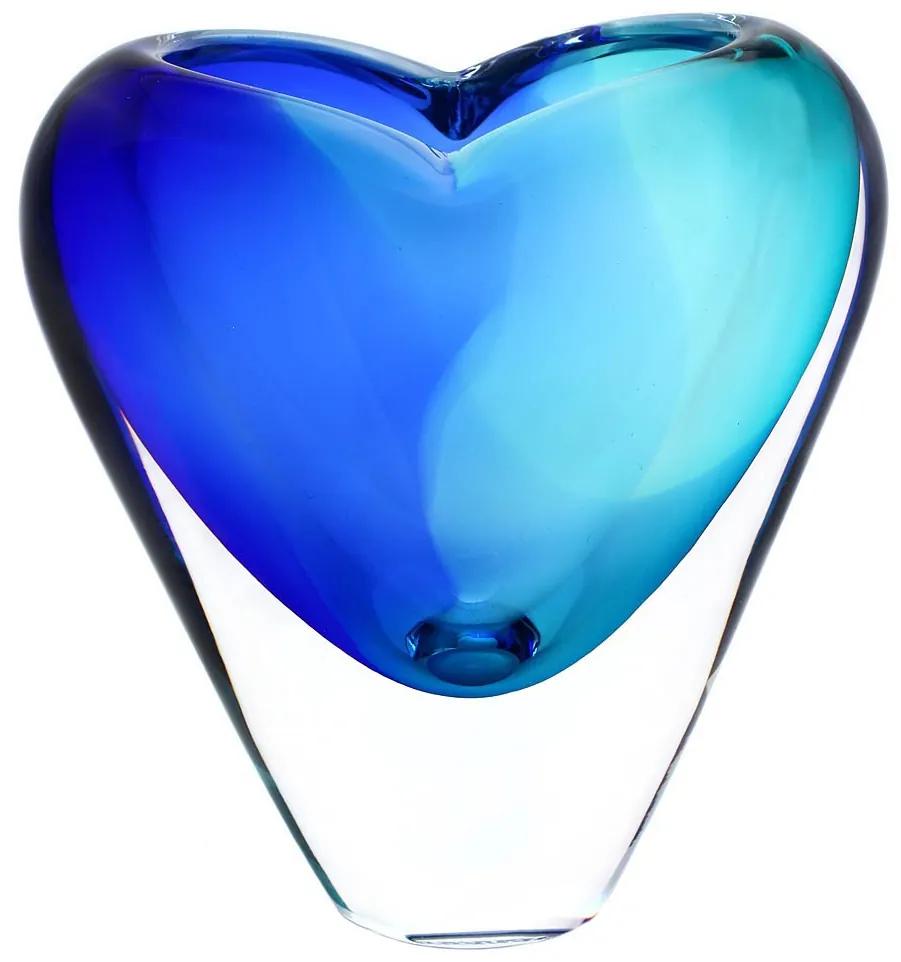 Skleněná váza hutní 08, modrá a tyrkysová, 12 cm | České hutní sklo od Artcristal Bohemia