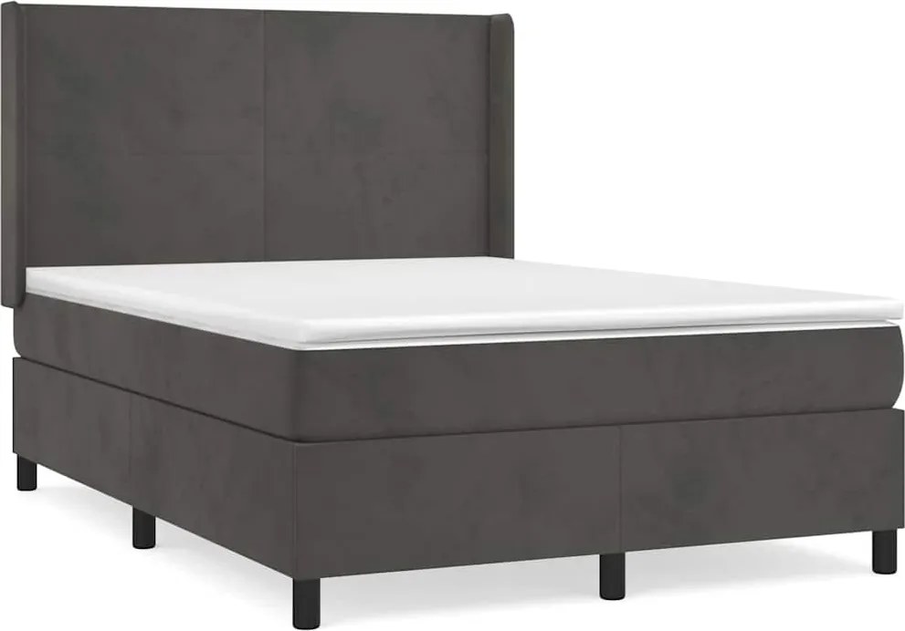 Box spring postel s matrací tmavě šedá 140x200 cm samet 3132562