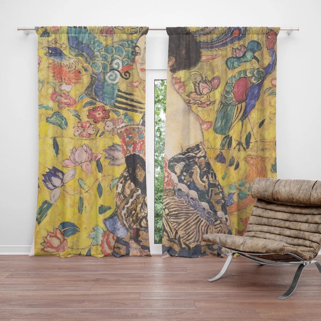 Sablio Závěs Dáma s vějířem - Gustav Klimt: 2ks 140x250cm