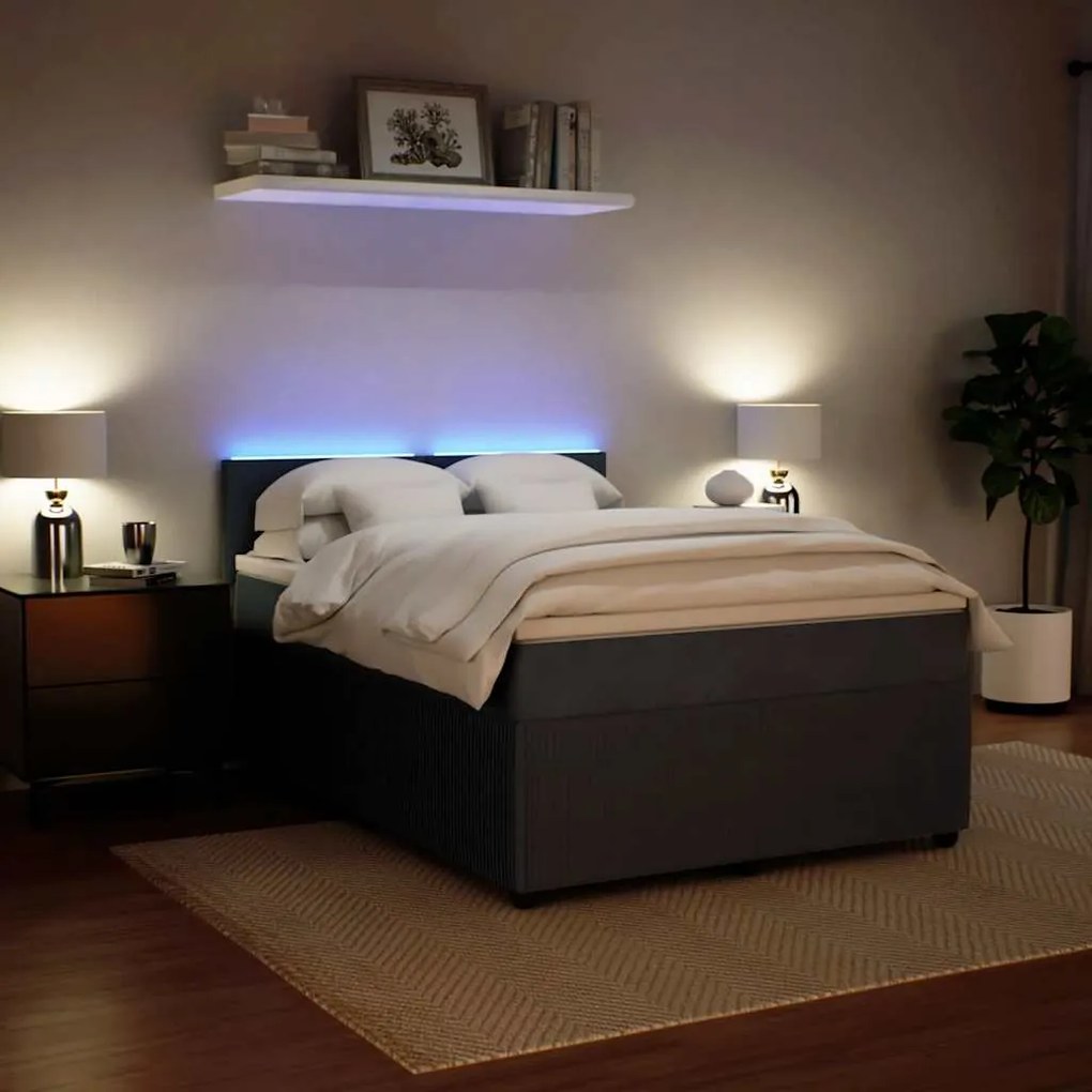 Box spring postel s matrací tmavě šedá 140x200 cm samet 3290053