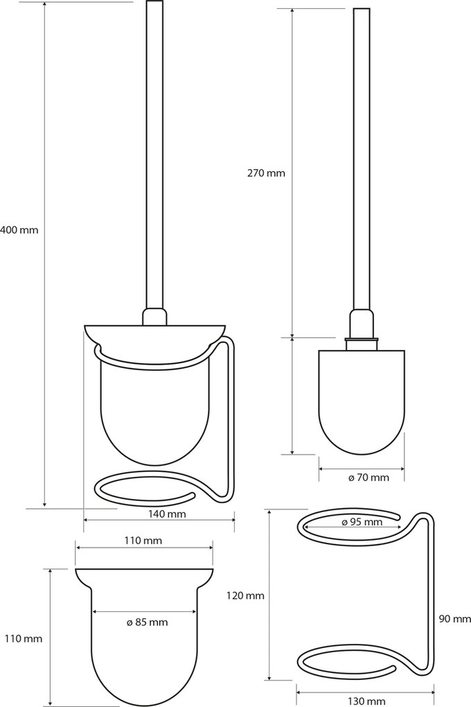 Sapho, X-ROUND E WC kartáč stojanový, chrom, XR302