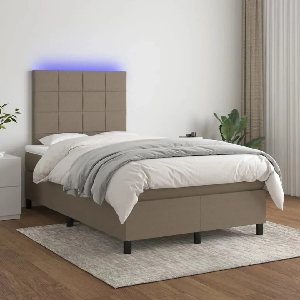 Fionshop 264253513 Box spring postel s matrací a Led taupe 120 x 200 cm t
