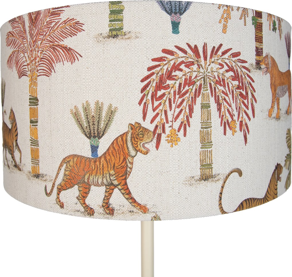 Japandi stojací lampa béžová s vícebarevným stínidlem se zvířecím potiskem 50 cm - Simplo