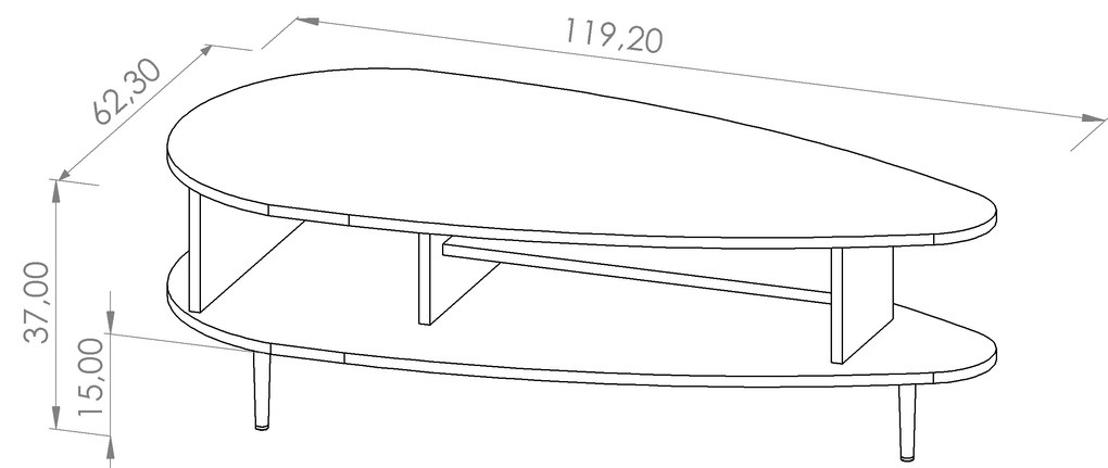 GAB Konferenční stolek NEFERTUM, 119 cm