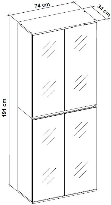 Zrcadlová víceúčelová skříň s policemi Mirror, 74 cm, bílá