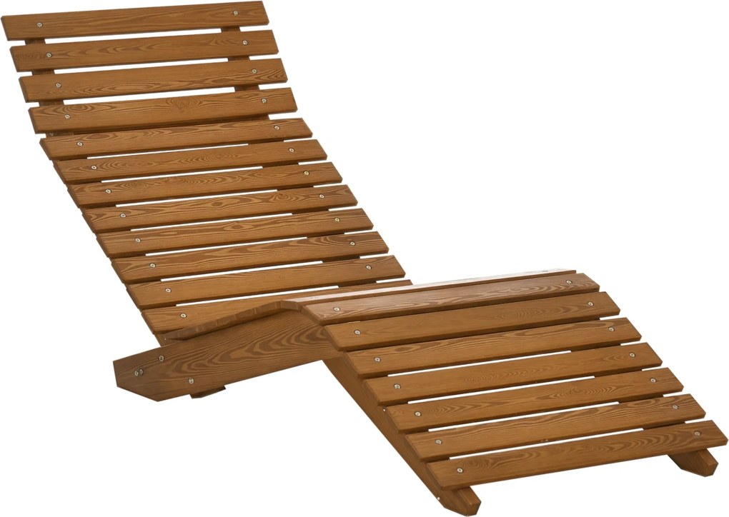 Zahradní lehátko Outsunny, sklápěcí křeslo, relaxační židle pro bazén, balkon, nosnost do 120 kg, masivní dřevo, třešeň, 66 x 170 x 77 cm | Aosom
