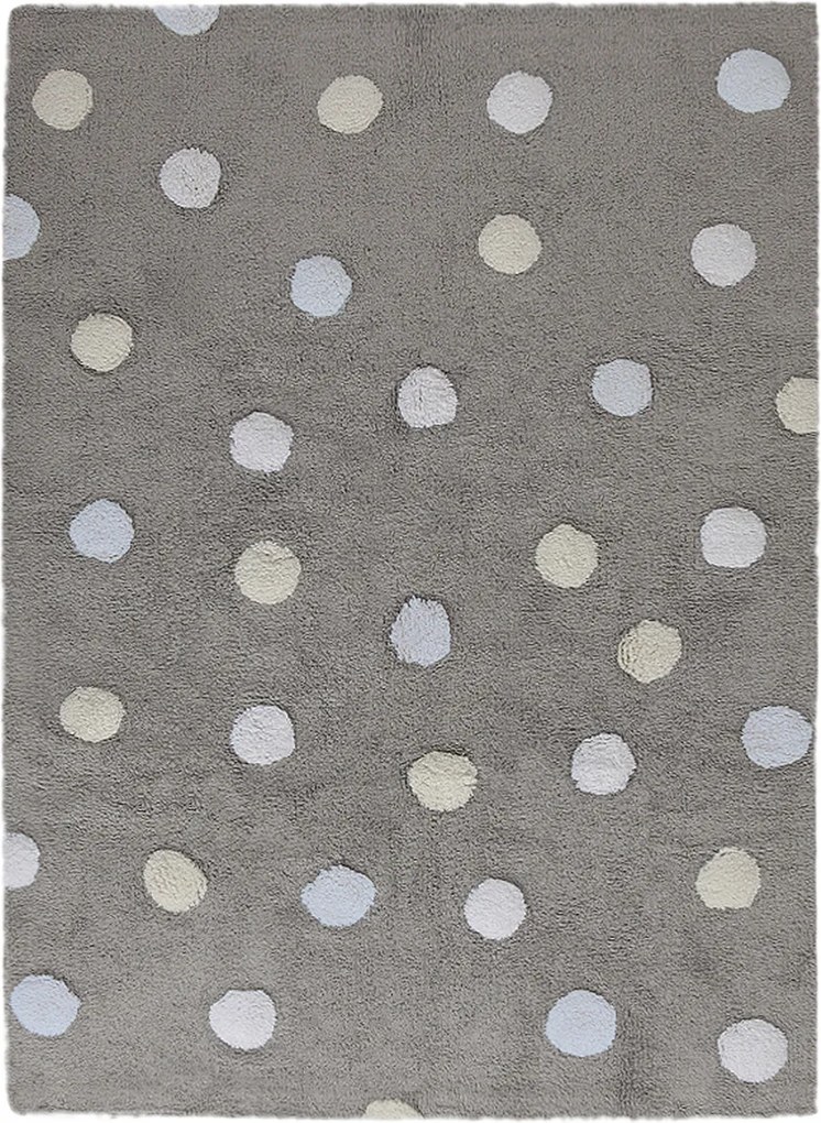 Lorena Canals koberce Ručně tkaný kusový koberec Tricolor Polka Dots Grey-Blue - 120x160 cm