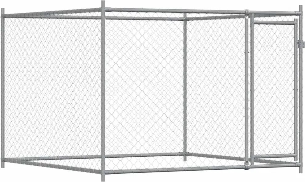 Klec pro psy s dvířky šedá 6 x 2 x 1,5 m pozinkovaná ocel 3209574