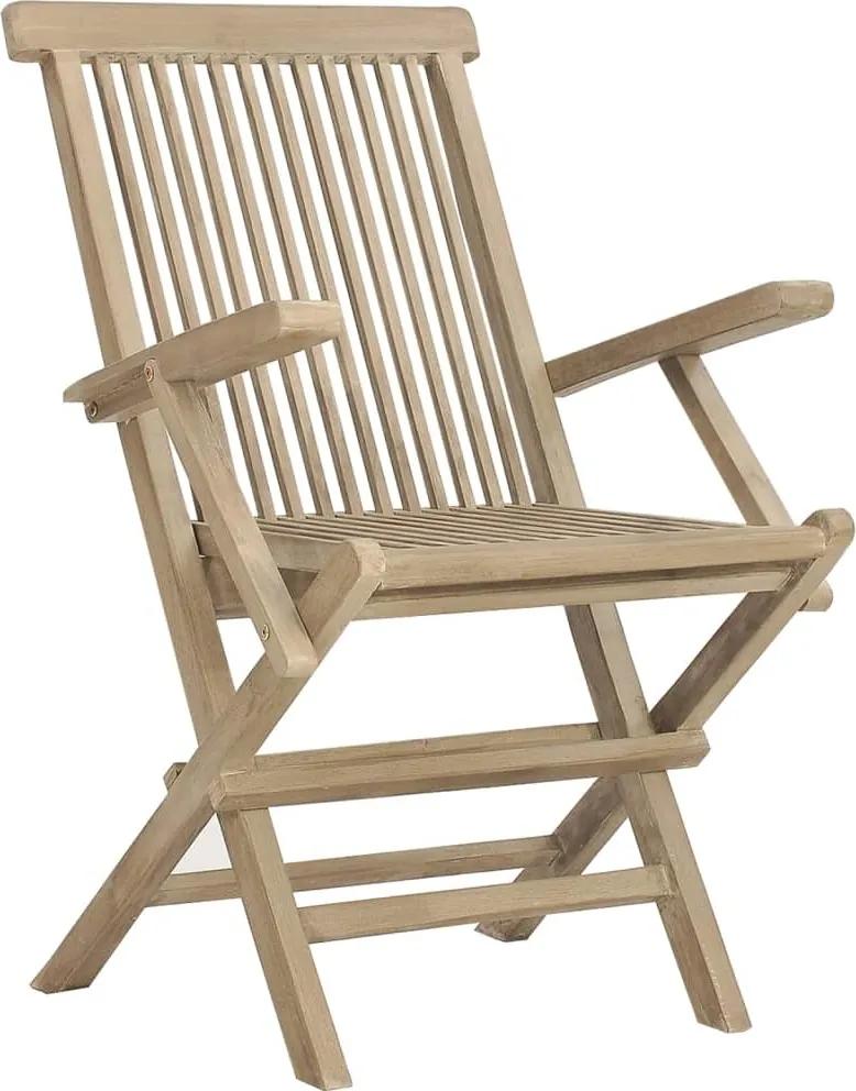 vidaXL Skládací zahradní židle 8 ks šedé 56 x 61 x 89 cm masivní teak [3155072]