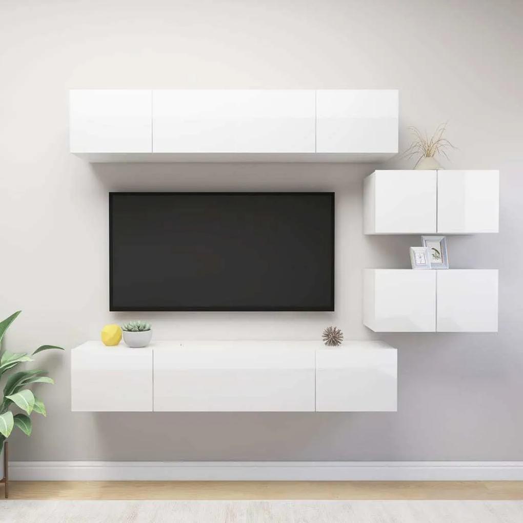 vidaXL 6dílný set TV skříněk kompozitní dřevo [3079356] Barva: Bílá