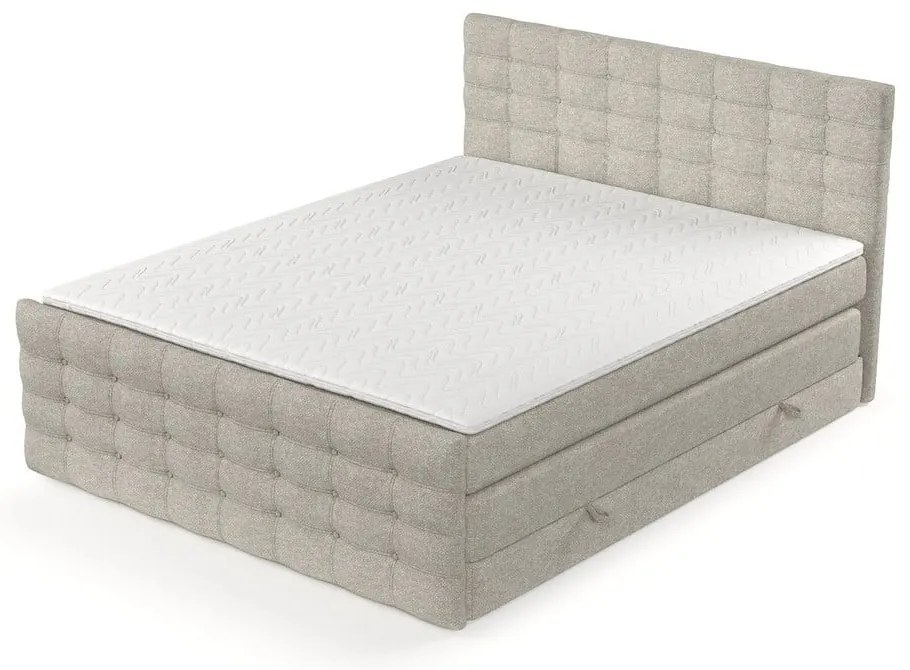 Béžová boxspring postel s úložným prostorem 200x200 cm Blend – Maison de Rêve
