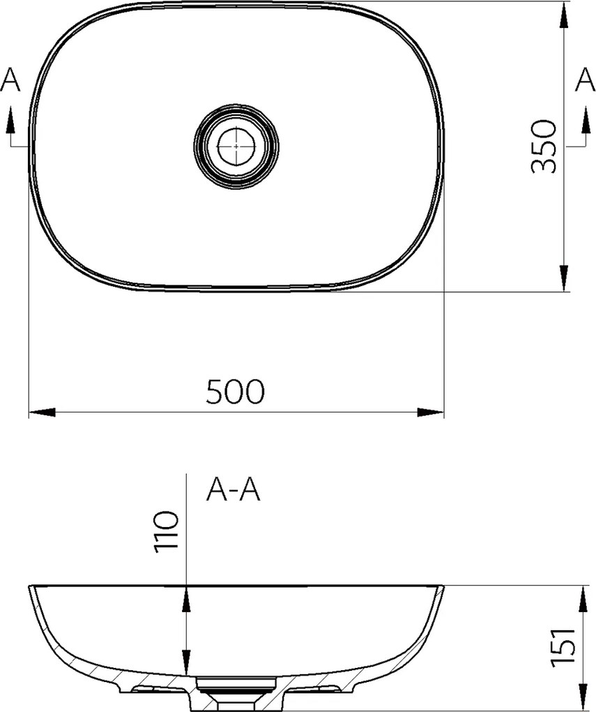 Sapho Sapho, ERIDAN umyvadlo 50x35cm, litý mramor, bílá, ER500