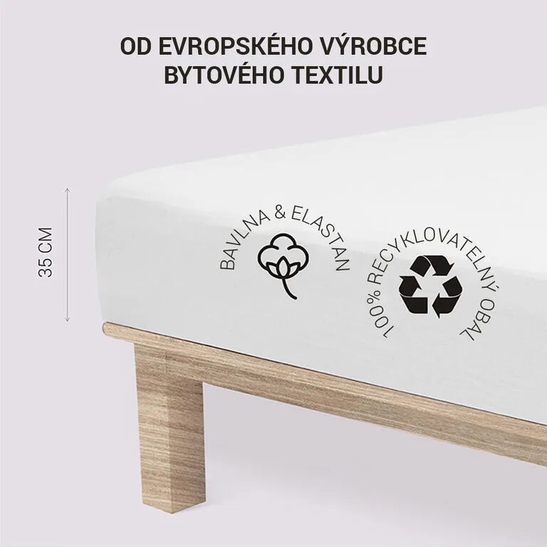 Napínací prostěradlo jersey s elastanem bílé sada 2 ks 90 x 200 cm