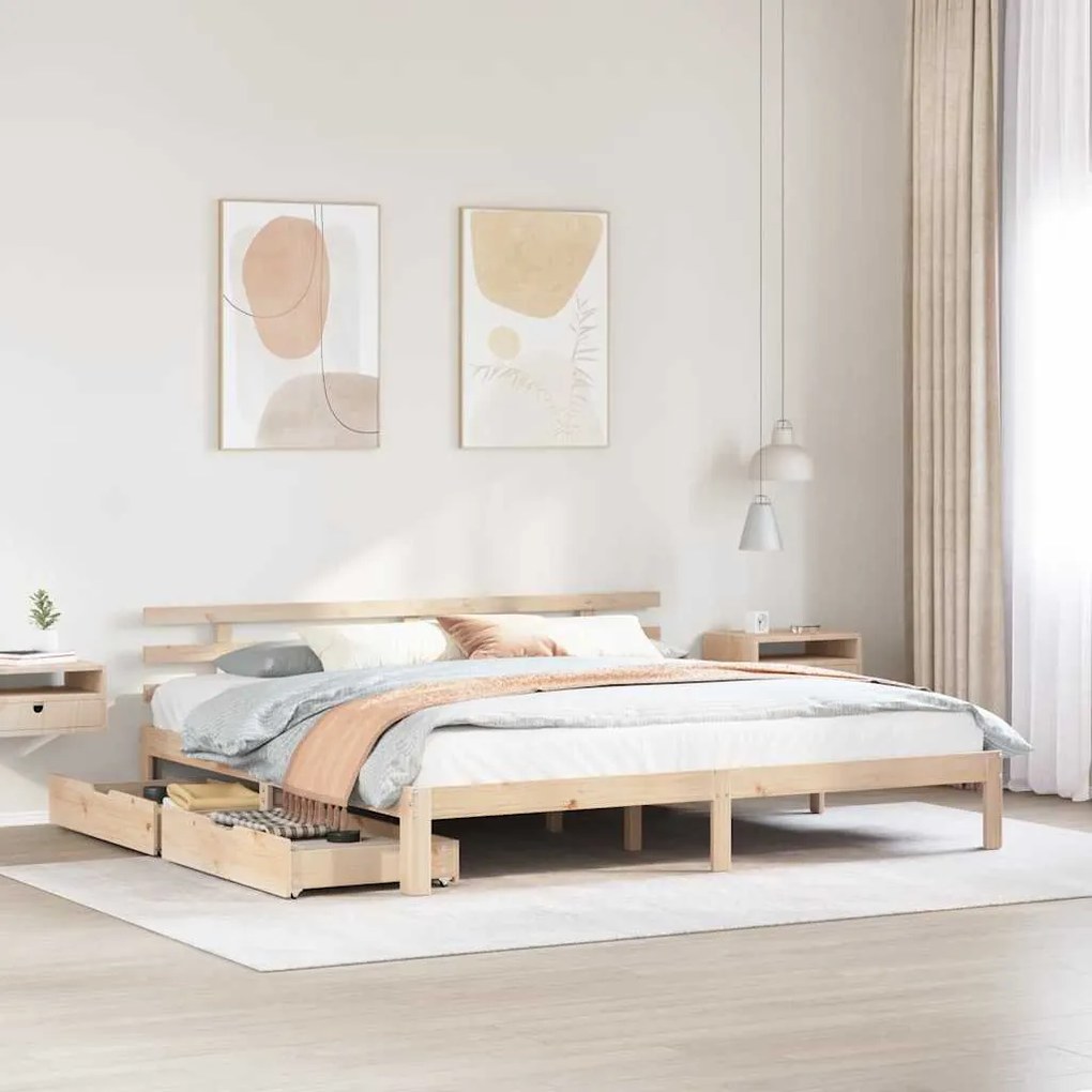 Rám postele se zásuvkami bílý 75 x 190 cm masivní borové dřevo