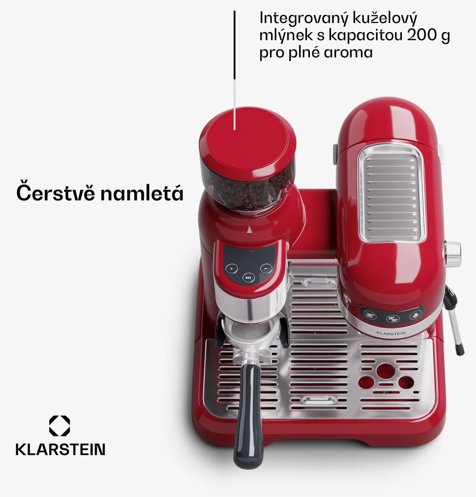 Klarstein Bella Café, espresso kávovar, včetně mlýnku, 1550 W, 20 bar, 1,4 litru