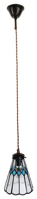 Závěsná Tiffany lampa modré detaily Blue Rock – 15x115 cm