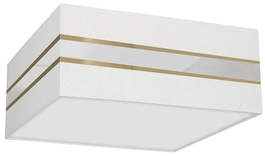 Stropní svítidlo Ultimo Square, 1x bílé/zlaté textilní stínítko, (bílé plexisklo), (50 cm)